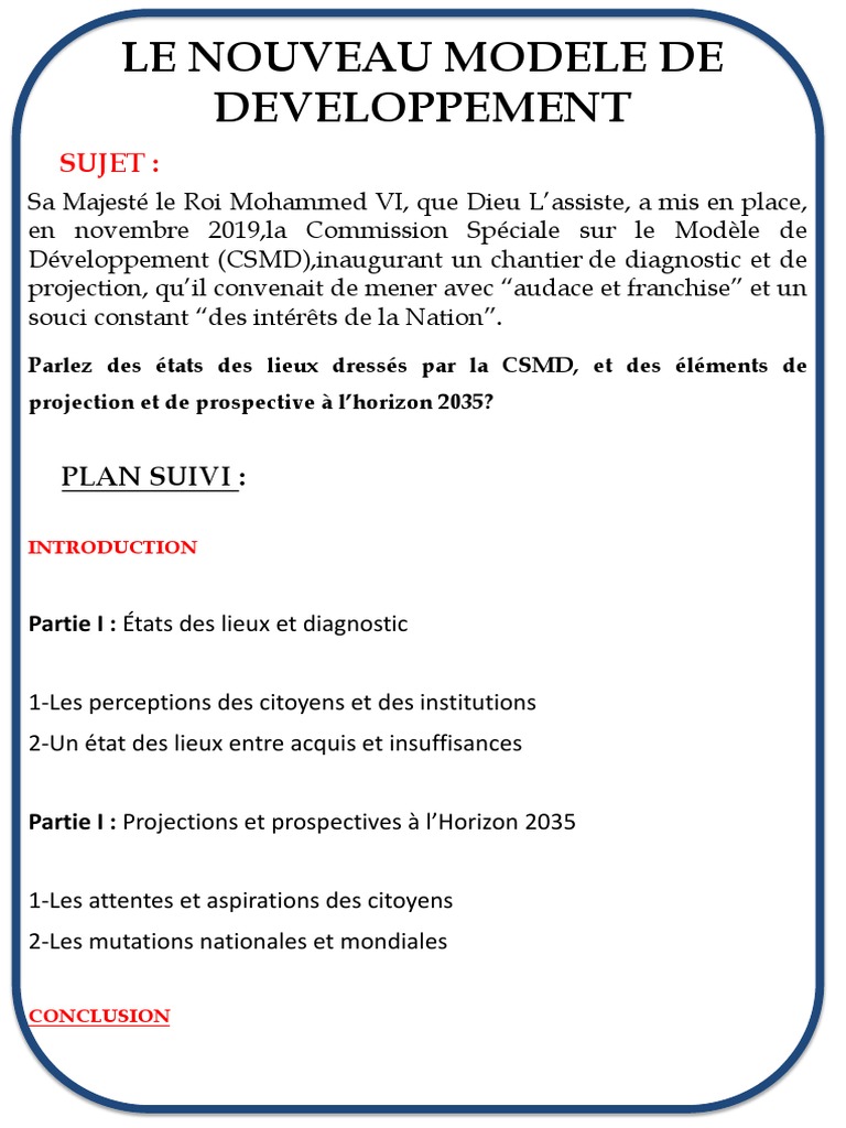 Nouveau Modèle de Développement au Maroc | PDF
