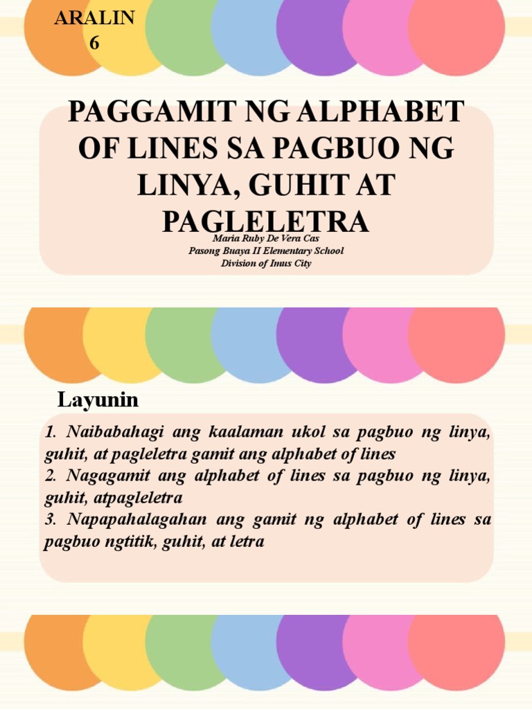 Epp 4 Industrial Arts-Aralin 6 - Paggamit NG Alphabet of Lines Sa ...