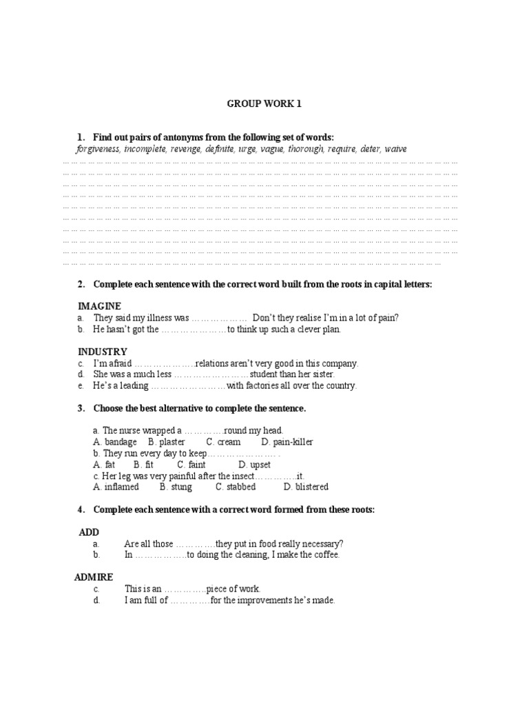 Group Work 1 | Download Free PDF | Grammar | Linguistic Morphology