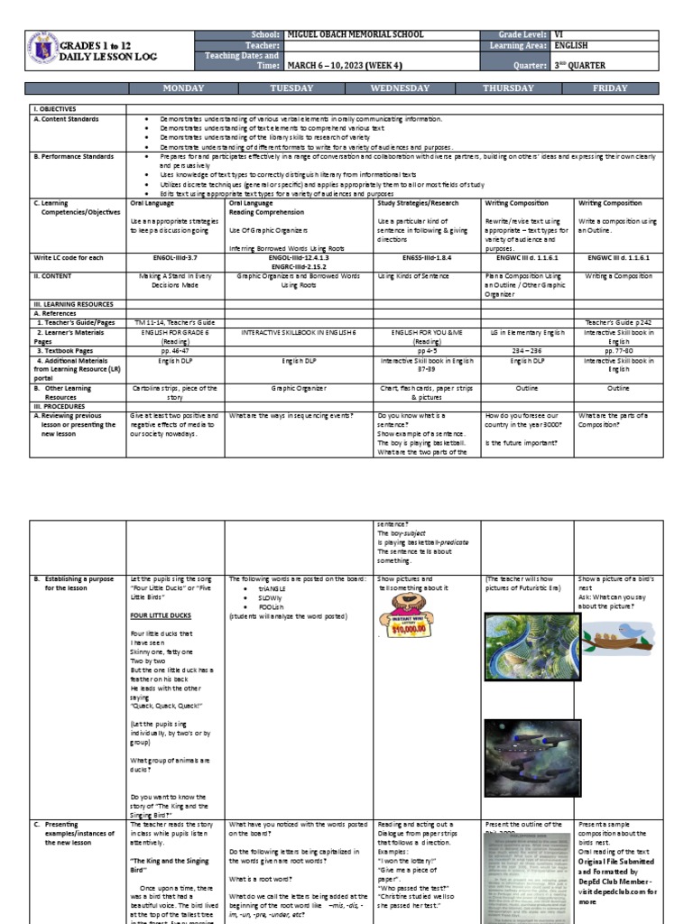 DLL_ENGLISH 6_Q3_W4 | PDF