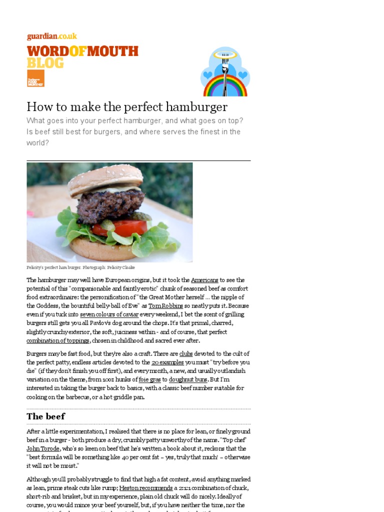 How To Make The Perfect Hamburger | PDF | Hamburgers | Beef