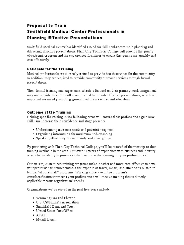 Basic Medical Training Proposal | PDF | Learning | Communication