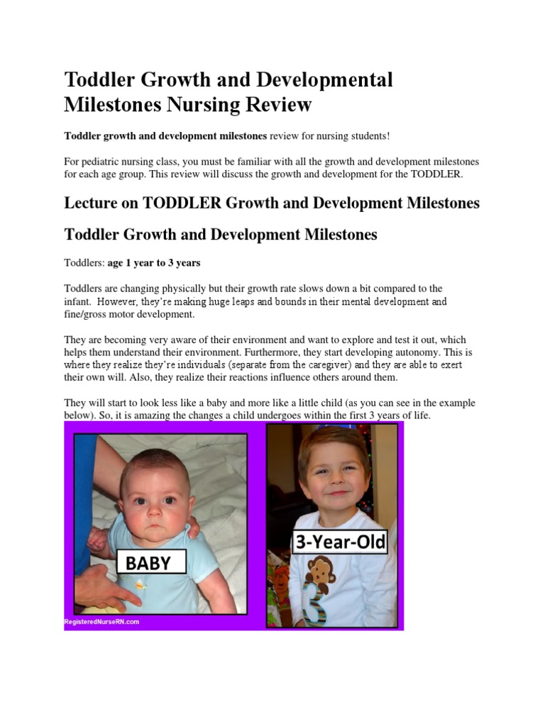 Toddler Growth and Developmental Milestones Nursing Review | PDF ...