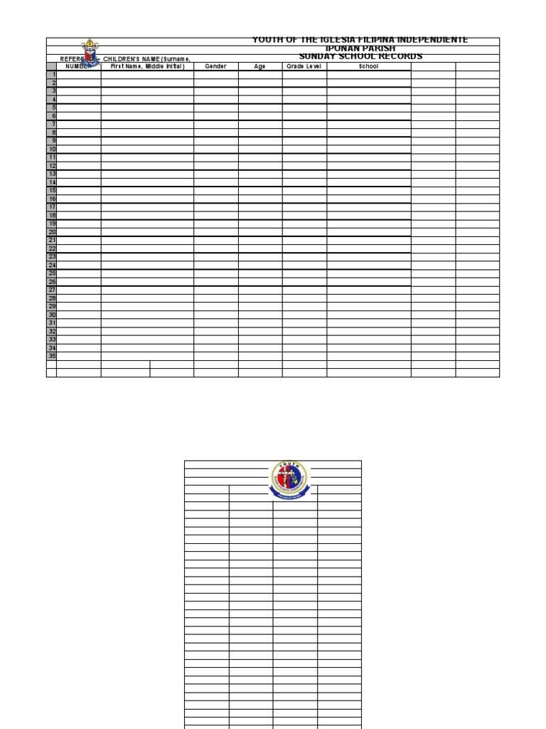 Sunday School Class Record | PDF | Childhood | Youth
