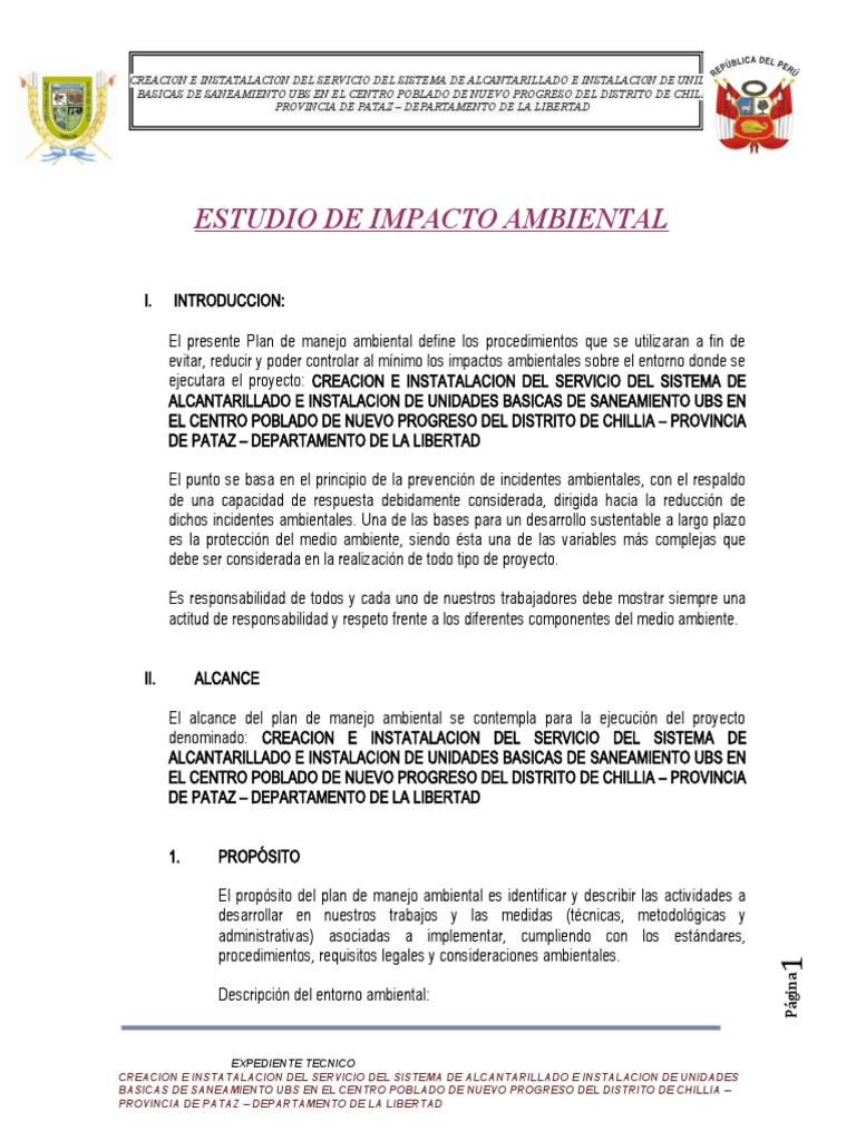 Estudio de Impacto Ambiental | PDF | Tratamiento de aguas residuales ...