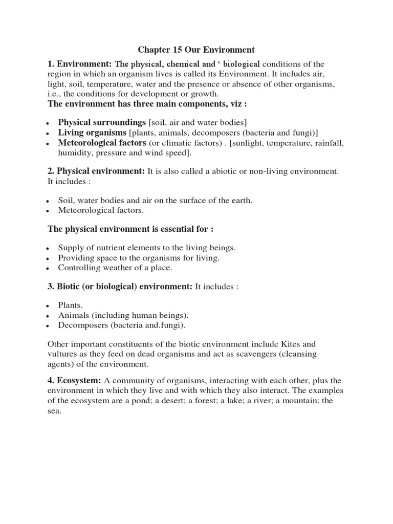 Chapter 15 Our Environment | PDF | Ecosystem | Ozone Depletion