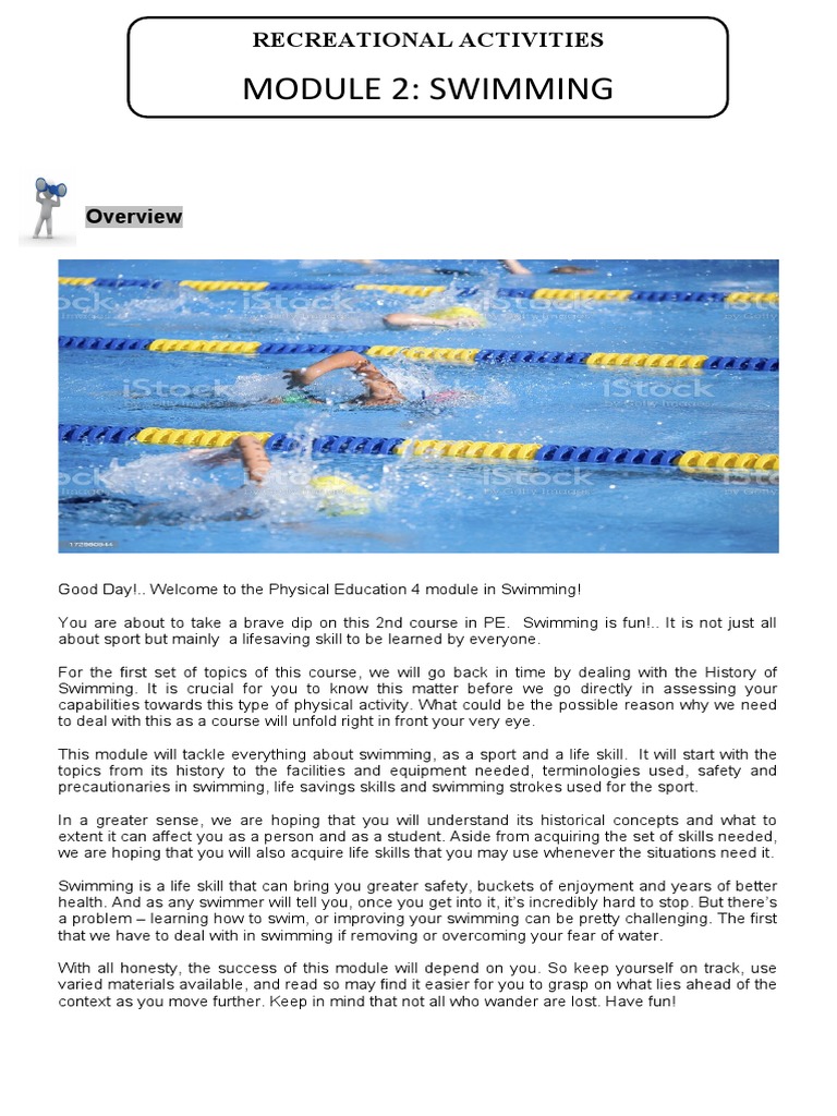 Recreational Activities | PDF | Swimming (Sport) | Swimming