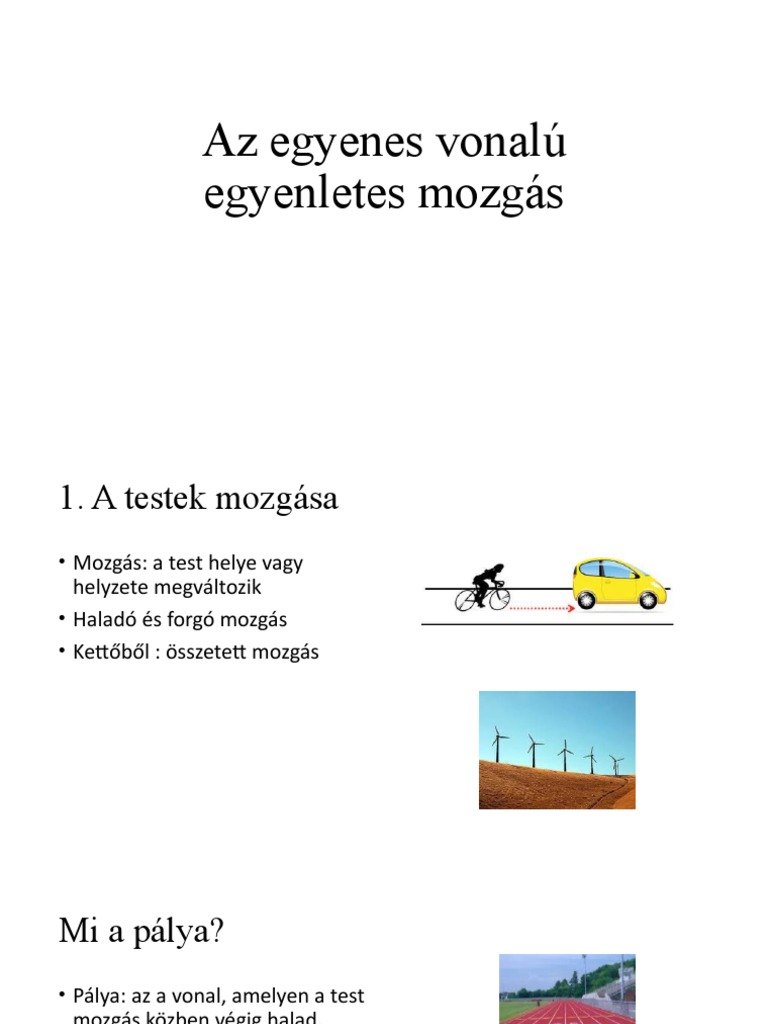 Az Egyenes Vonalú Egyenletes Mozgás | PDF