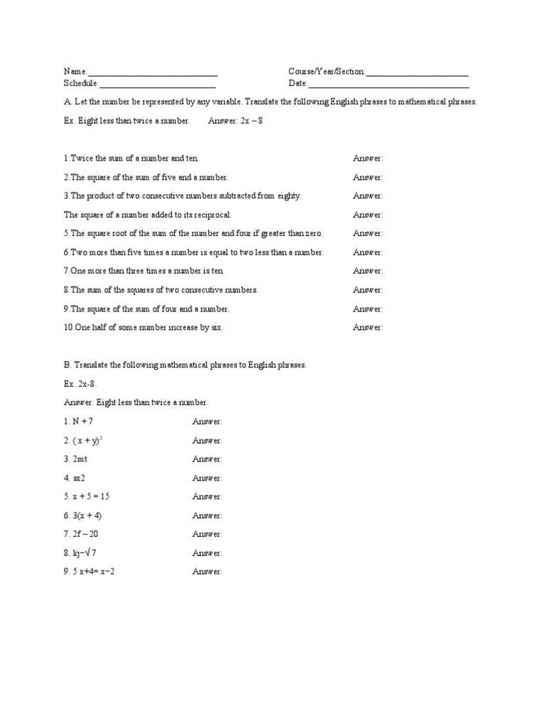 Activity Mathematical Language And Symbold PDF