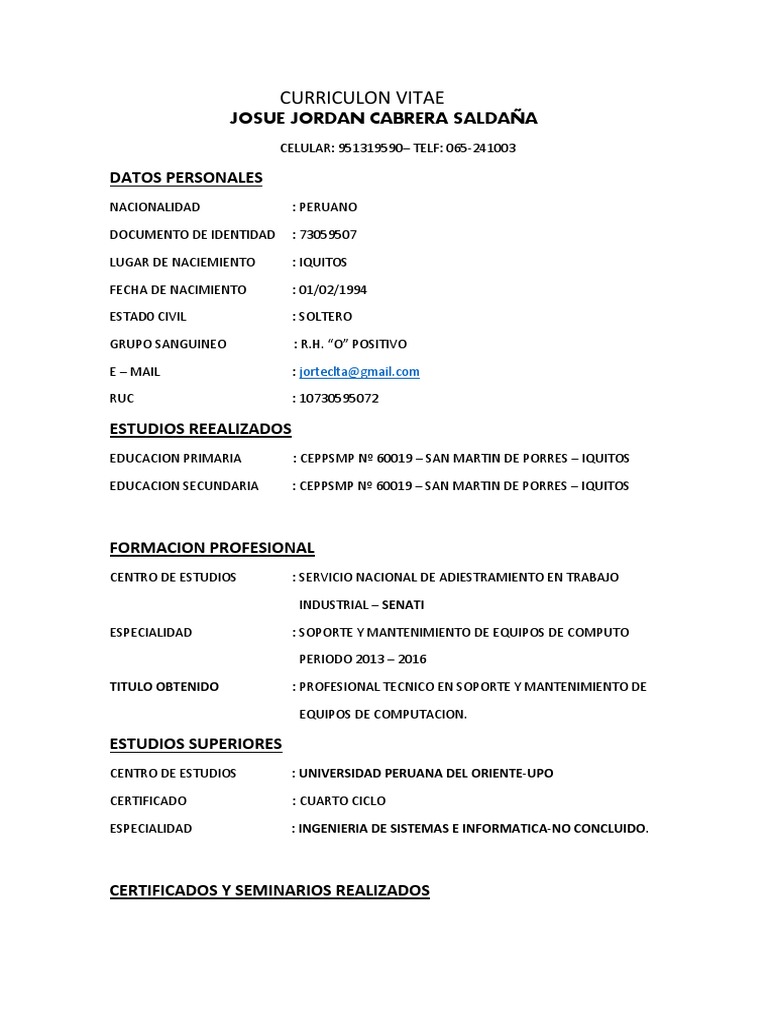 Cv. Josue.. | PDF | Informática