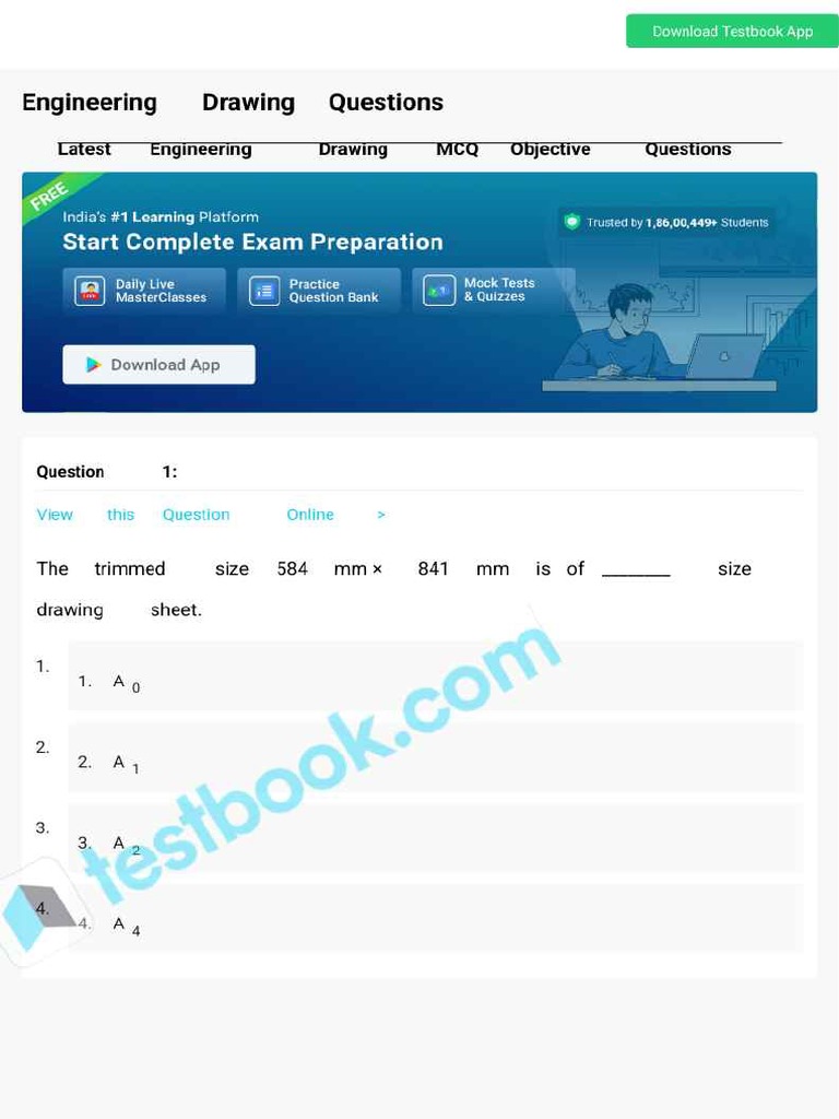 MCQ On Engineering Drawing 5eea6a1439140f30f369f2cd | PDF