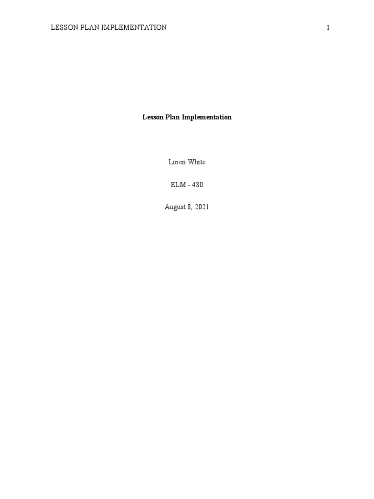 Lesson Plan Implementation | PDF
