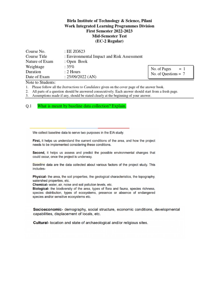 EIA-Last Year Paper Solutions | PDF | Environmental Impact Assessment | Environmental Health