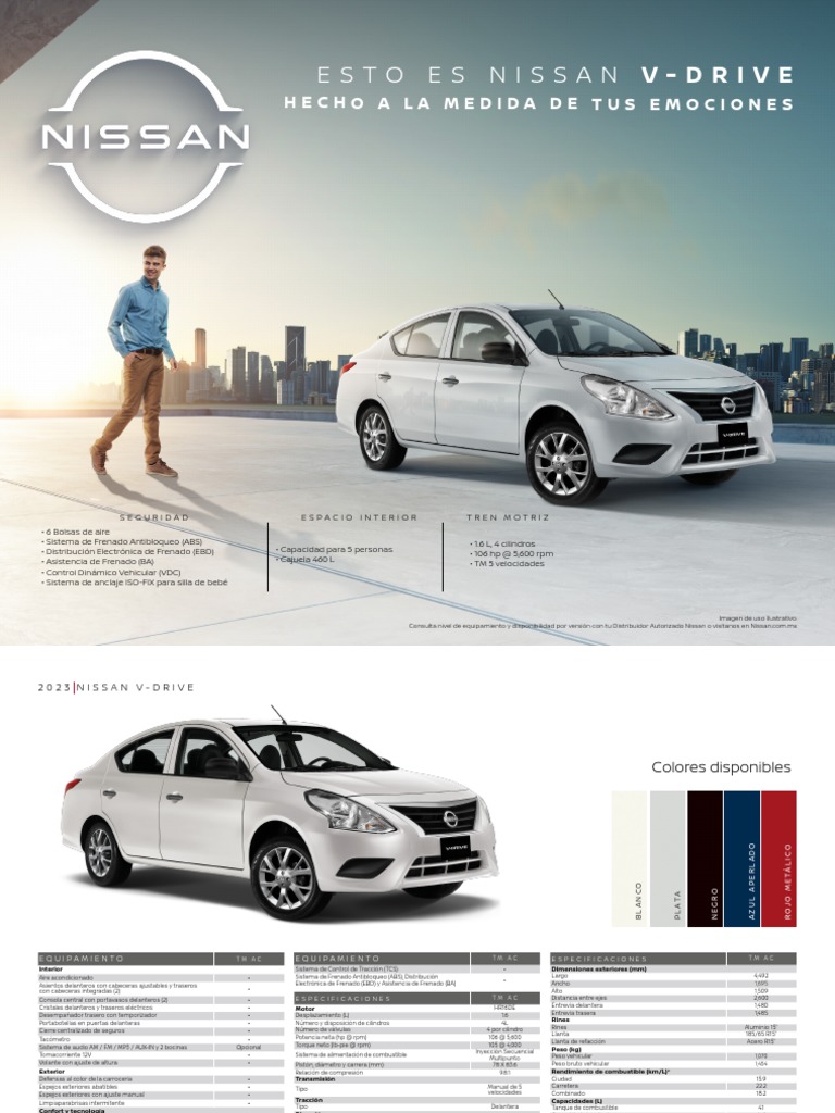Especificaciones Nissan V-Drive 2023 | PDF | Sistema de freno ...