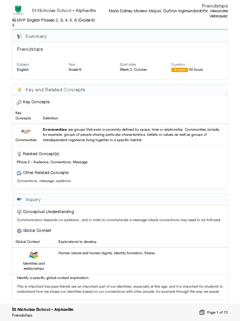 Friendships | PDF | Reading Comprehension | Communication