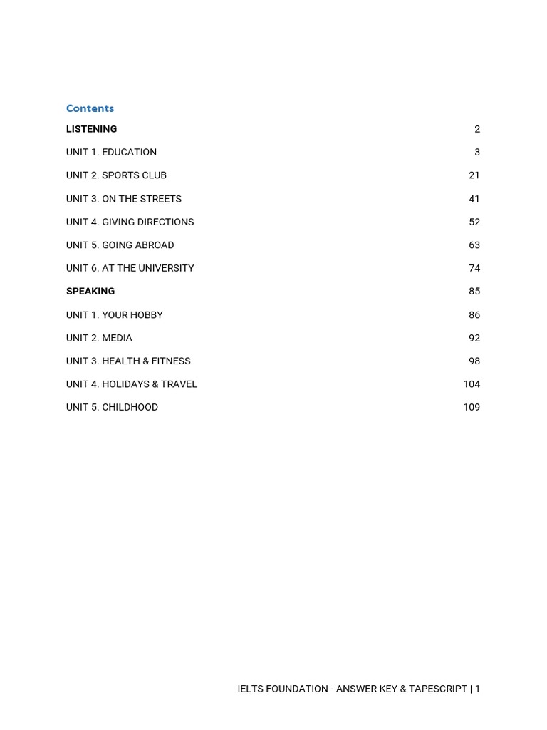 IELTS Listening & Speaking Guide | PDF