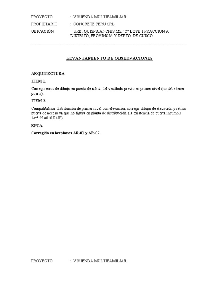 Levantamiento de Observaciones | PDF