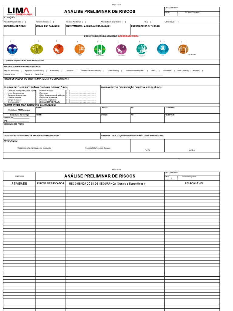 Análise preliminar de riscos de atividade de manutenção em equipamento ...