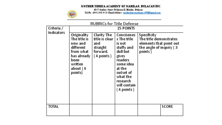 Title Rubric | PDF