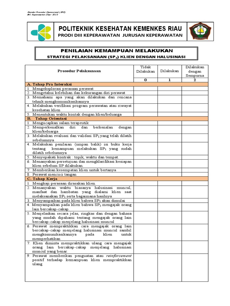 4. Penilaian SP 2 Klien Halu | PDF