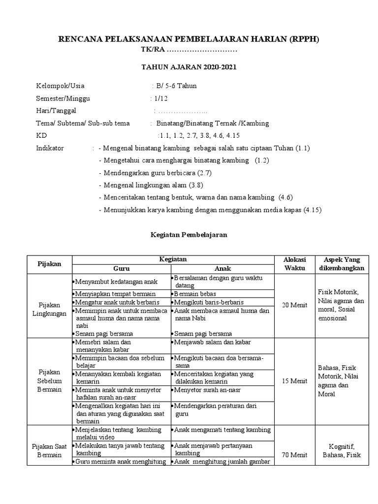 contoh RPPH (1) | PDF