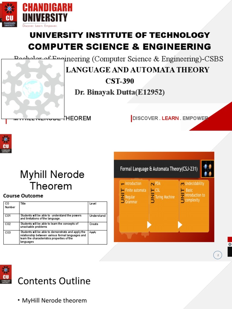 Lecture 10 My Hill Nerode Theorem Pdf Mathematics Applied Mathematics