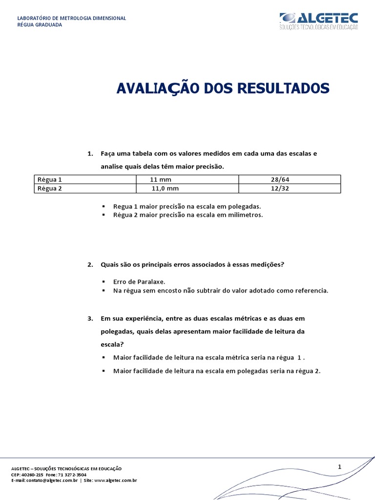 Análise comparativa da precisão e facilidade de leitura das escalas ...