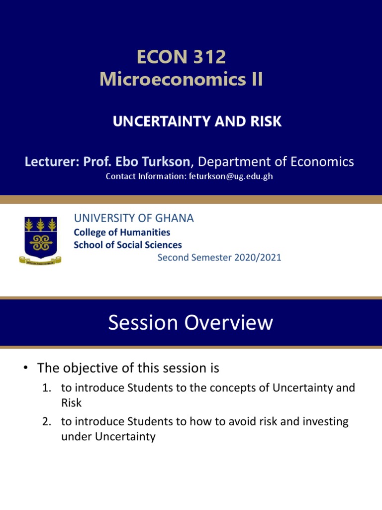 ECON 312 Microeconomics Uncertainty and Risks 2021 | PDF | Diversification (Finance) | Utility