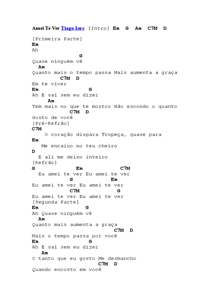 Amei Te Ver Em: Tiago Iorc | PDF | Amor | Beijo