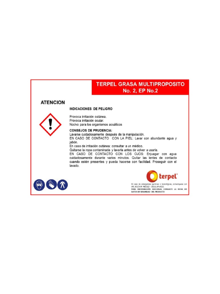 Grasa Multipropósito Terpel: Seguridad y Manejo | PDF | Agua | Combustión