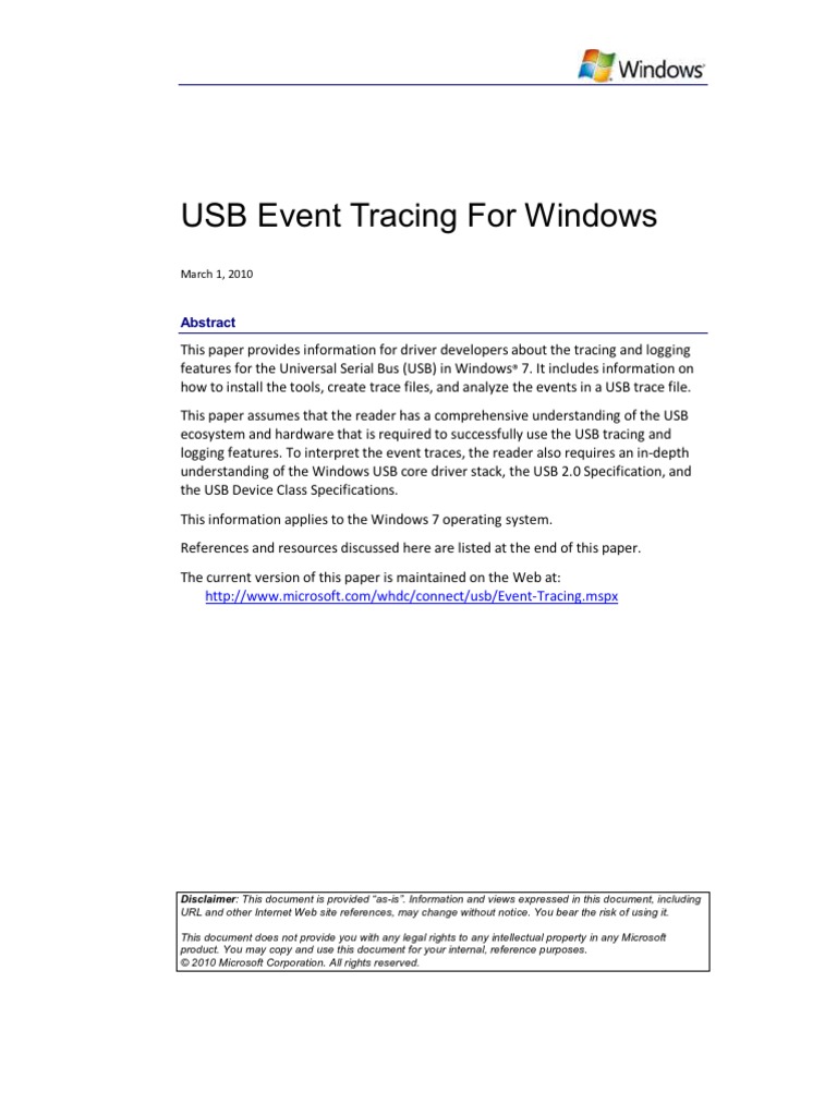 USB Event Tracing | PDF | Usb | Device Driver