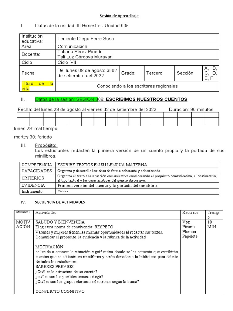 3ero EDA 005 - ACT 06 | PDF | Narración | Cuentos