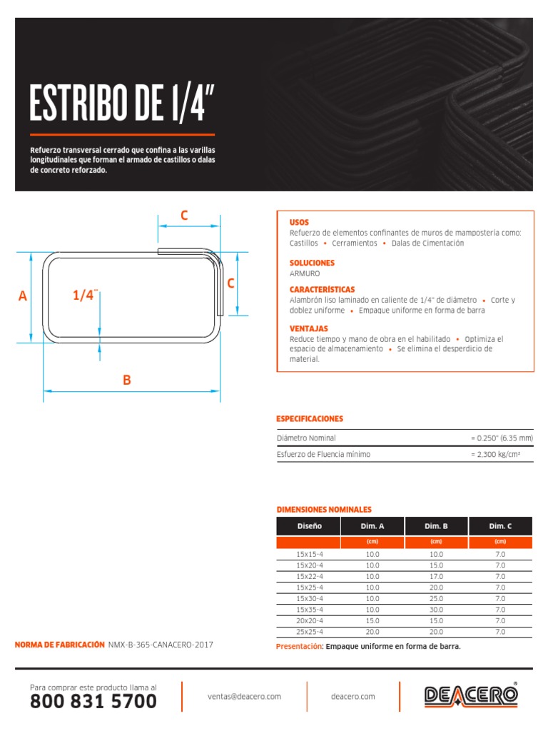 Estribos Deacero Ficha Tecnica | PDF