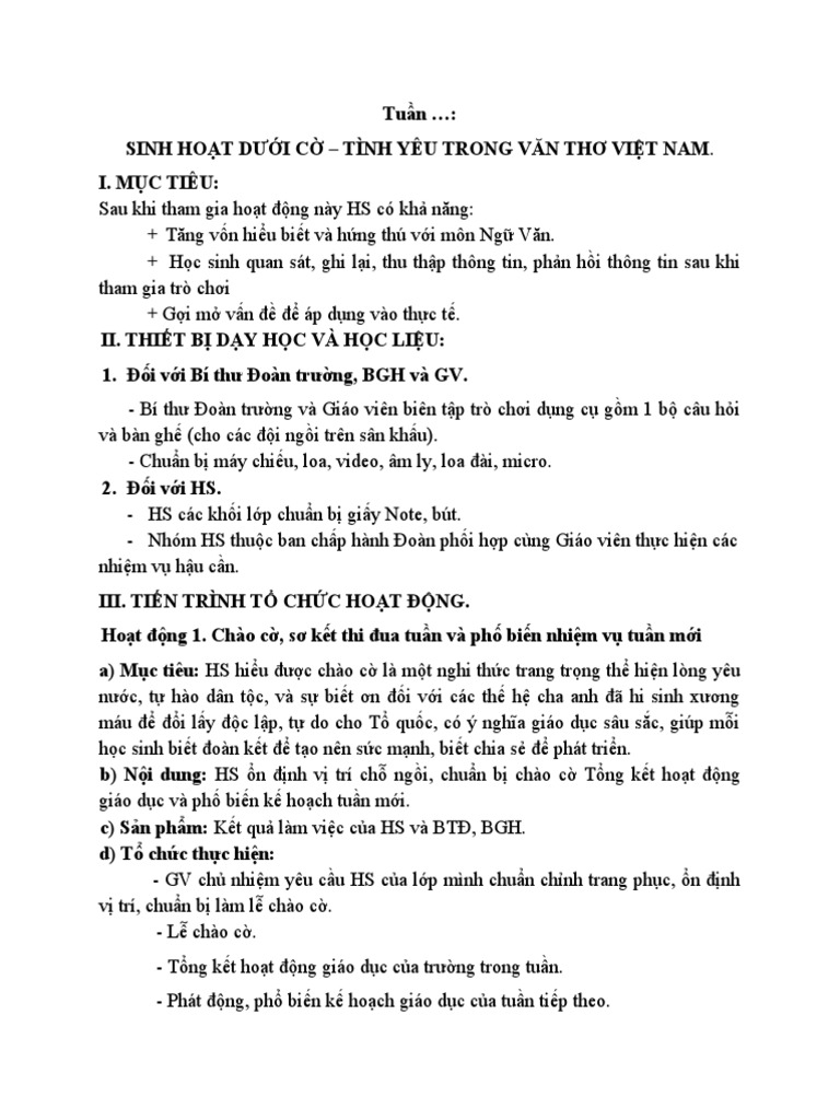 Sinh hoạt dưới cờ 10A8 tuần 2 | PDF