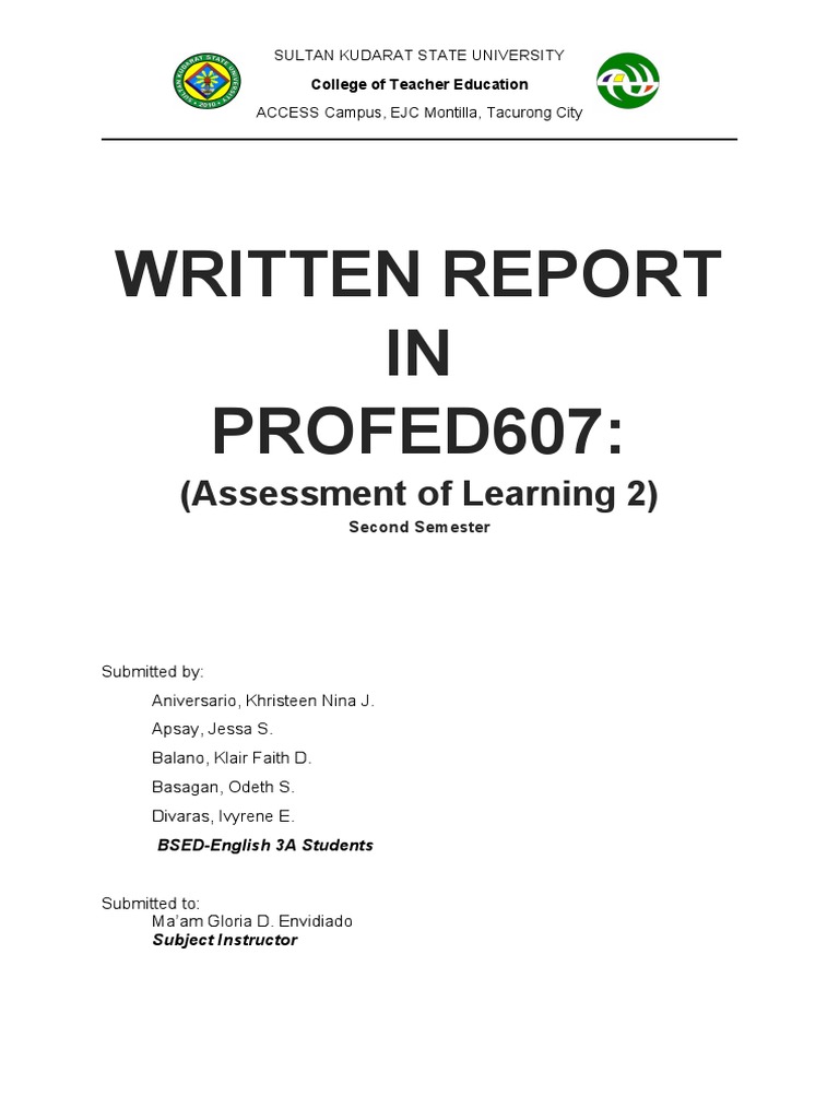 Written Report in Profed607 | PDF | Rubric (Academic) | Educational ...