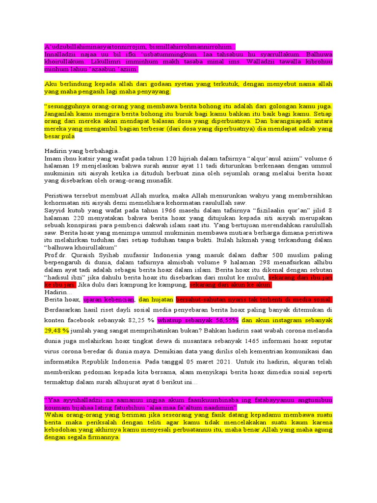 Teks Syarhil Cara Menyikapi Hoax | PDF