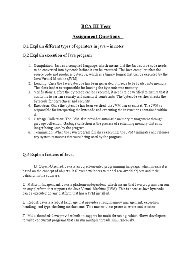 Java Assignment Notes Pdf 