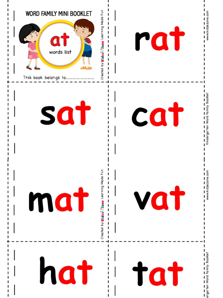 Kindergarten "At" Word Family Booklet | PDF