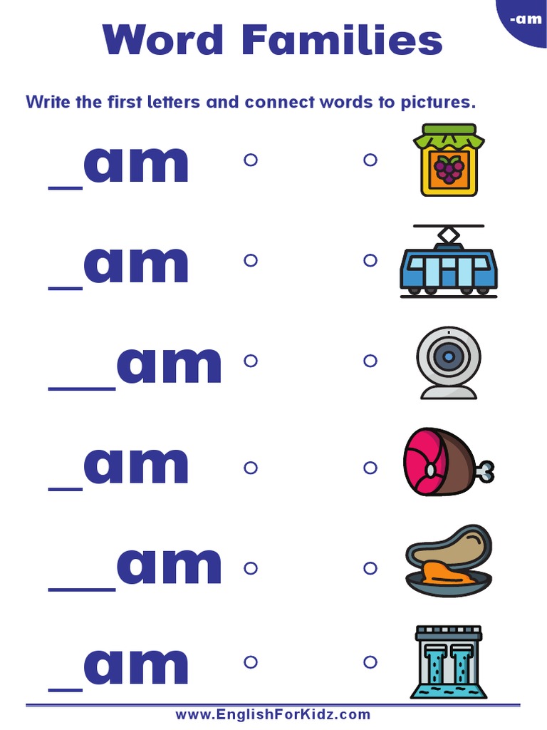 Am Word Family Worksheets for Kids | PDF | Cuisine | Foods