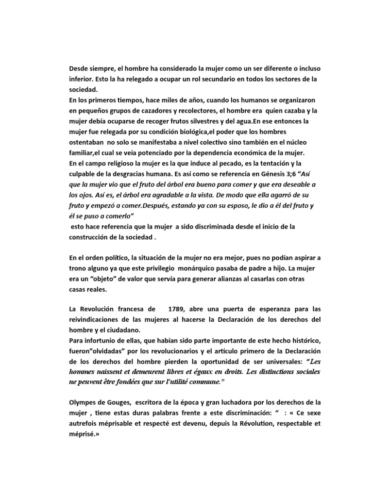 La lucha pionera de Olympe de Gouges por la igualdad de derechos entre ...