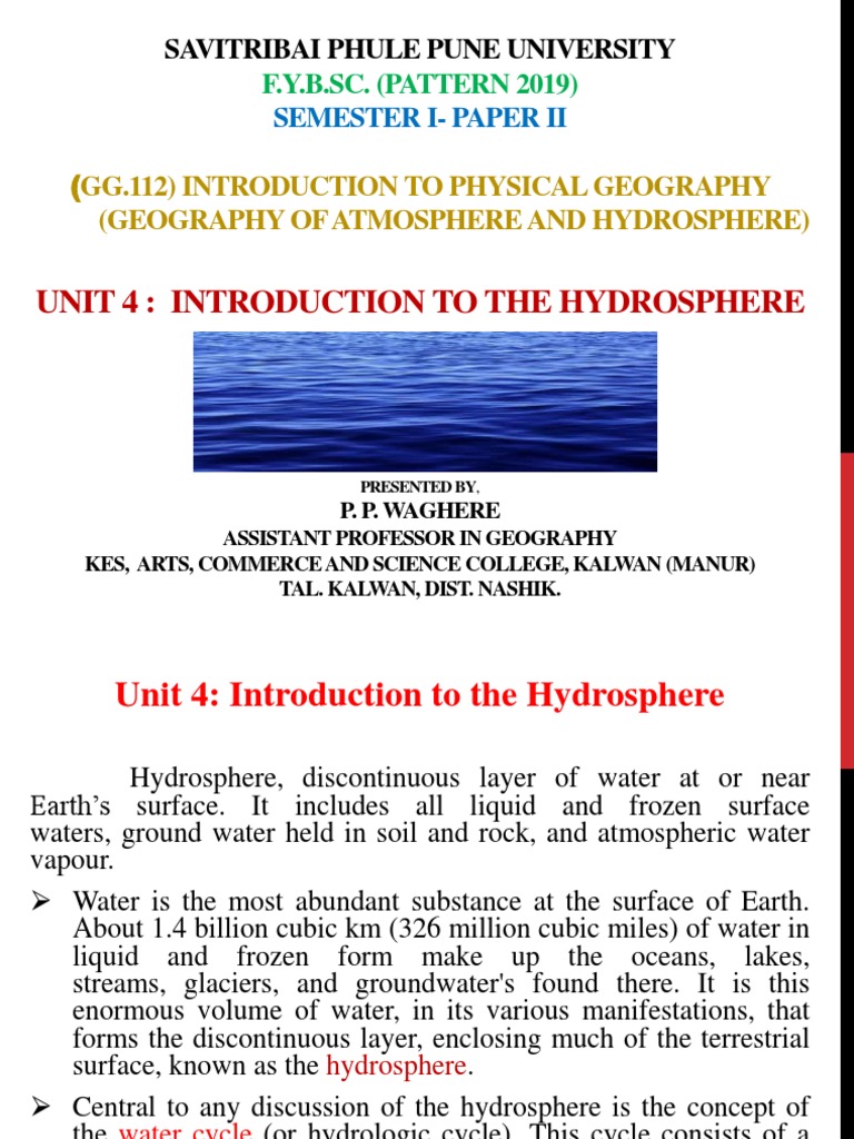 Introduction To Hydrosphere Pdf Tide Oceans