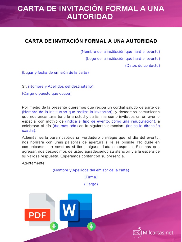 Carta de Invitacion Formal A Una Autoridad | PDF