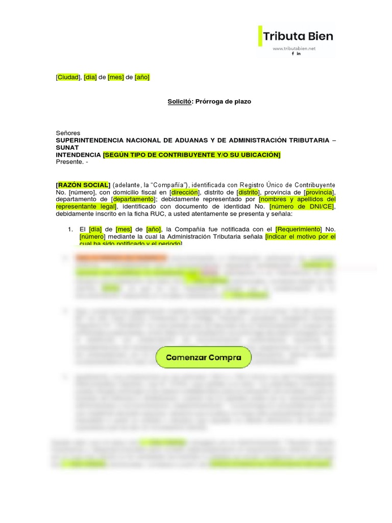 C002. Modelo Solicitud de Prórroga de Plazo | PDF