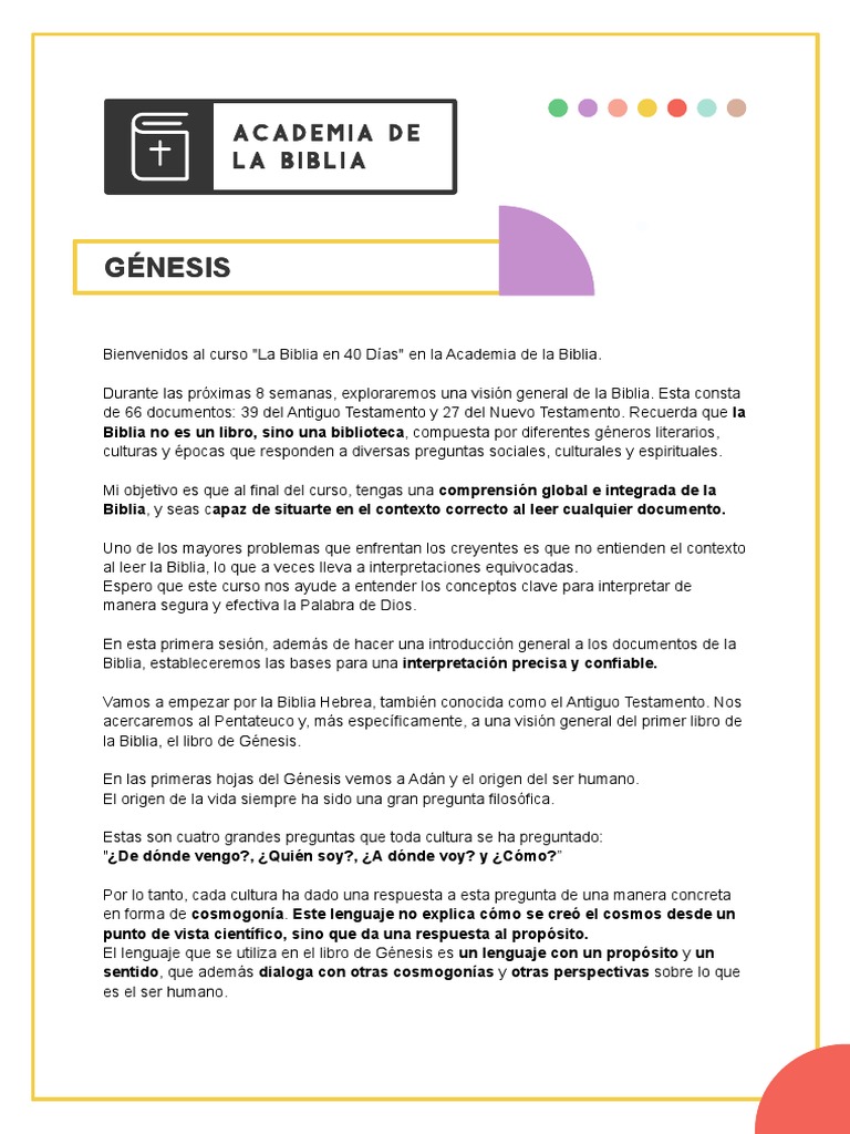 GÉNESIS La Biblia en 40 Días | PDF | Jacob | Libro del Génesis