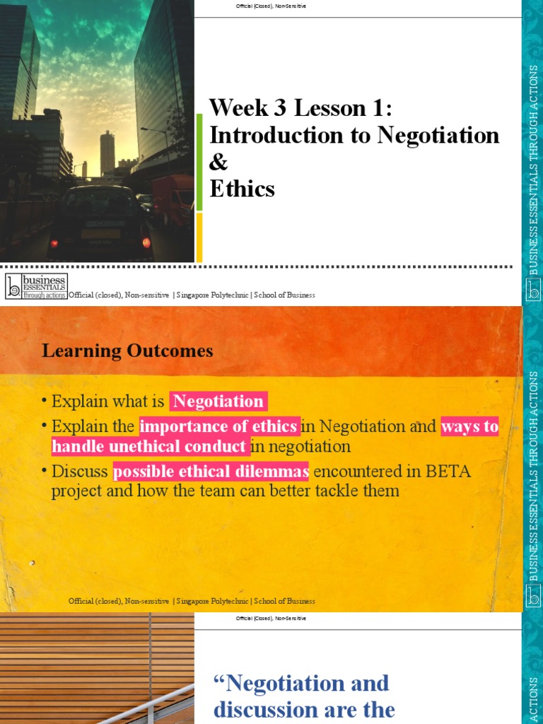 Lesson W3L1 - Introduction To Negotiation - Student | PDF | Negotiation ...