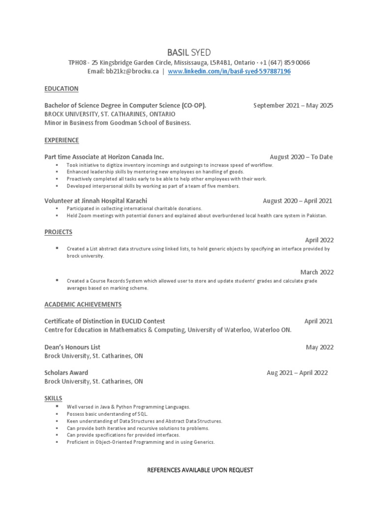 Basil Syed Resume | PDF