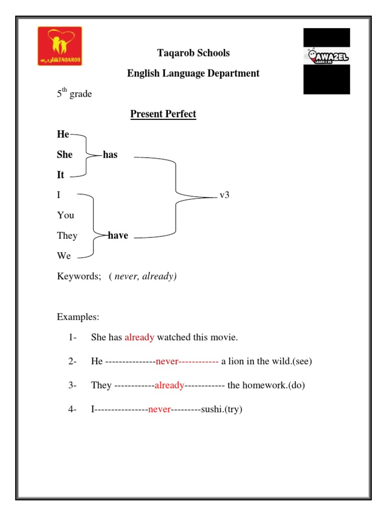 Grade 5 Present Perfect Worksheet | PDF
