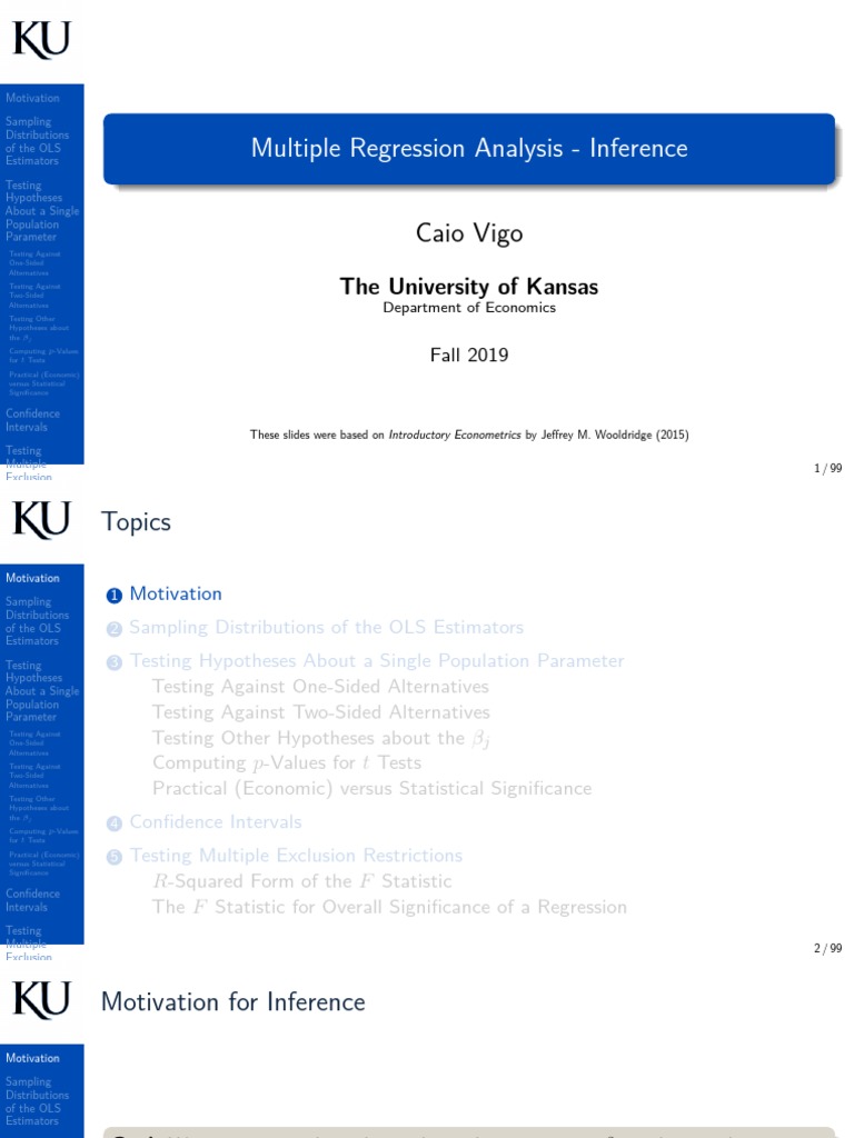 Slides (Handout) - Caio - Chapter 4 (Wooldridge) | PDF | P Value | Statistics