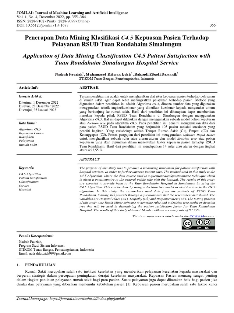 Artikel Algoritma C4.5 | PDF
