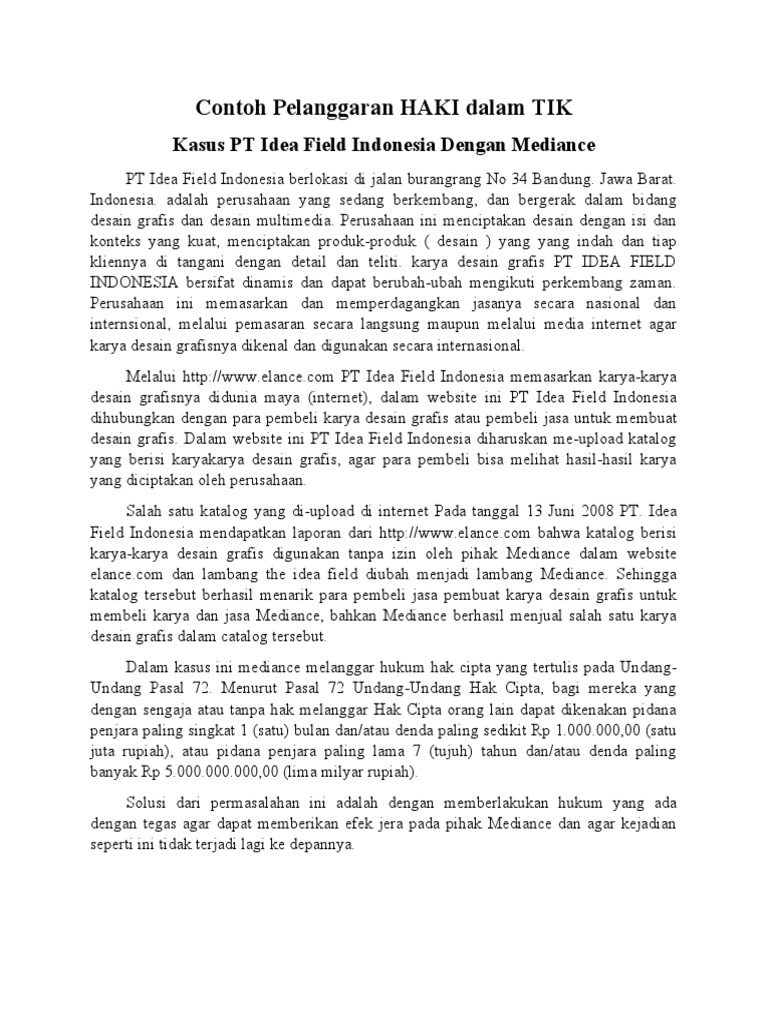 Contoh Pelanggaran HAKI Dalam TIK | PDF